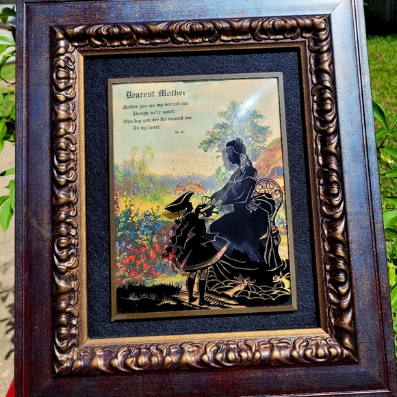 Art | Antique Silhouette Reverse Painting Convex Bubble Glass Dearest ...